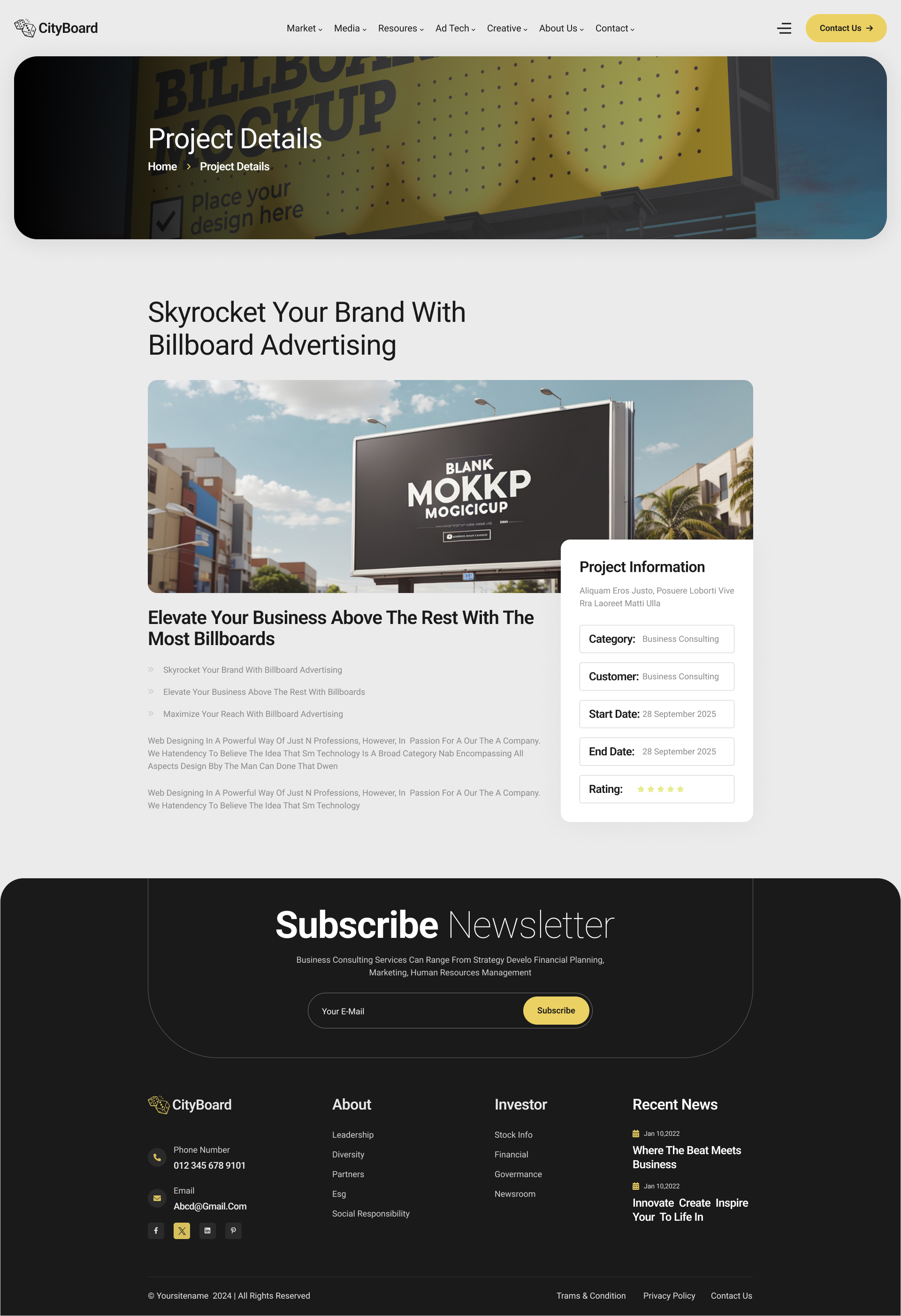 CityBoard - Outdoor Advertising & Billboard Agency Figma Template by CodeIndeed